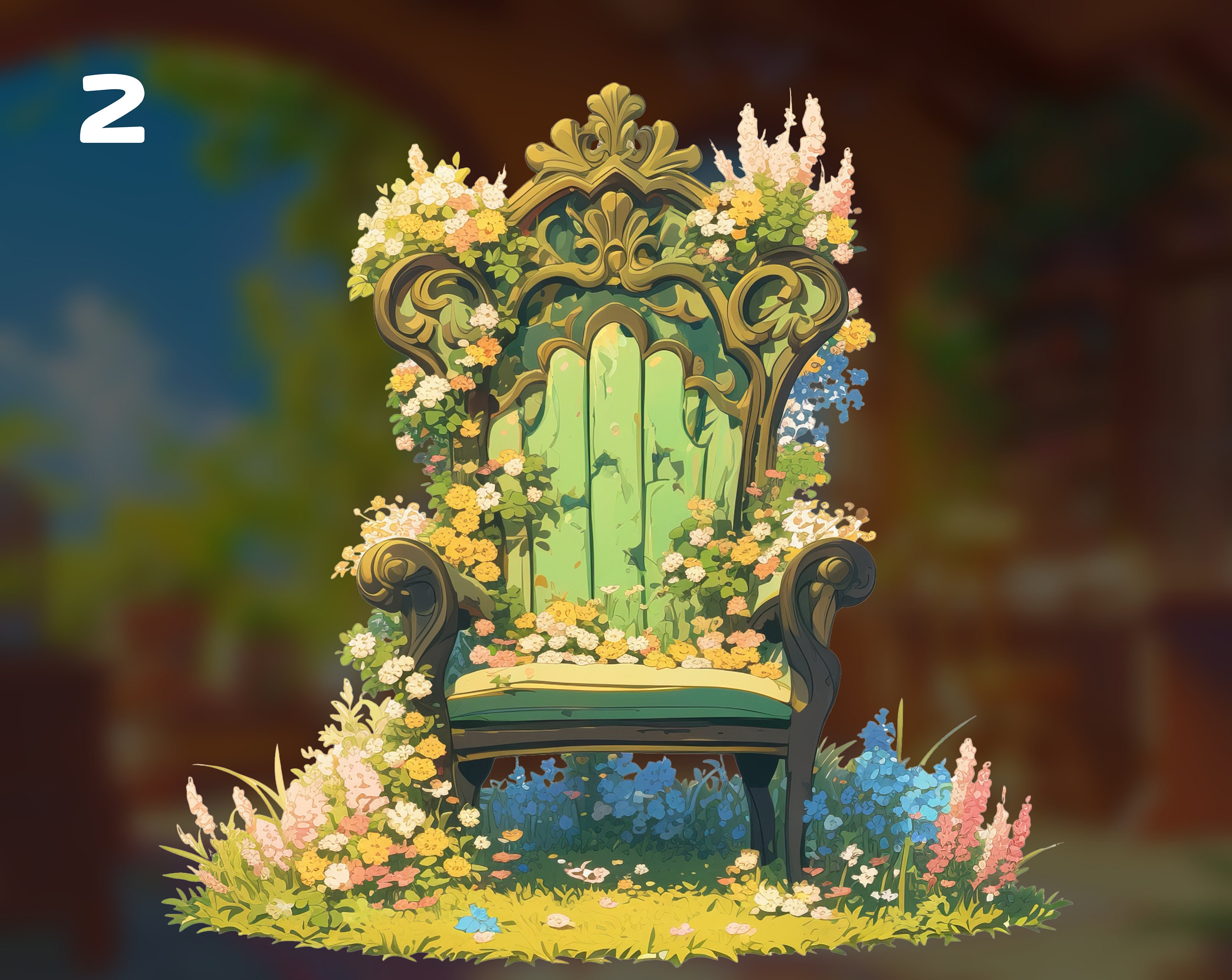 VTUBER Chair, Throne - 4 Spring, Flower, Natural Chairs, VTUBER Asset ...