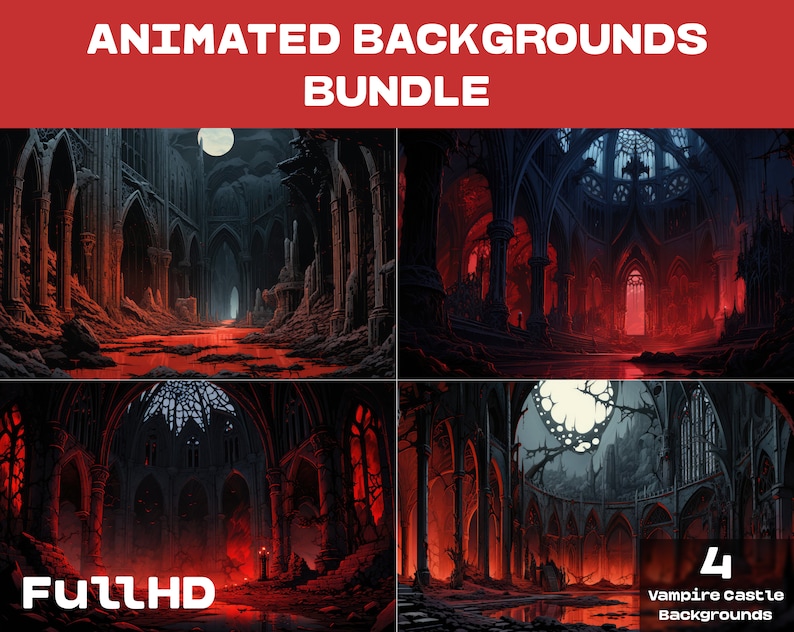 4 ANIMATED BACKGROUNDS | Vampire Castle Background | Vampire Looped ...