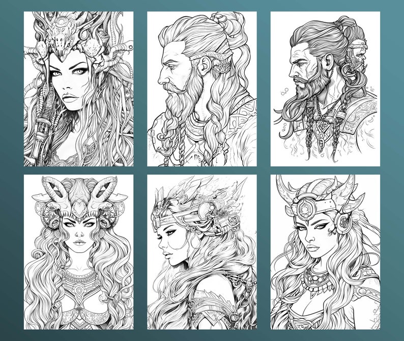 VIKINGS: A 25 Page Coloring Pages for Adults and Children, High Quality ...