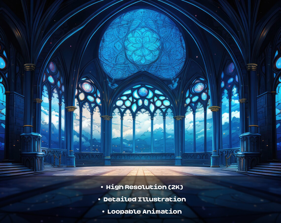 4 ANIMATED BACKGROUNDS Gothic Cathedral Background Gothic Looped Vtuber ...