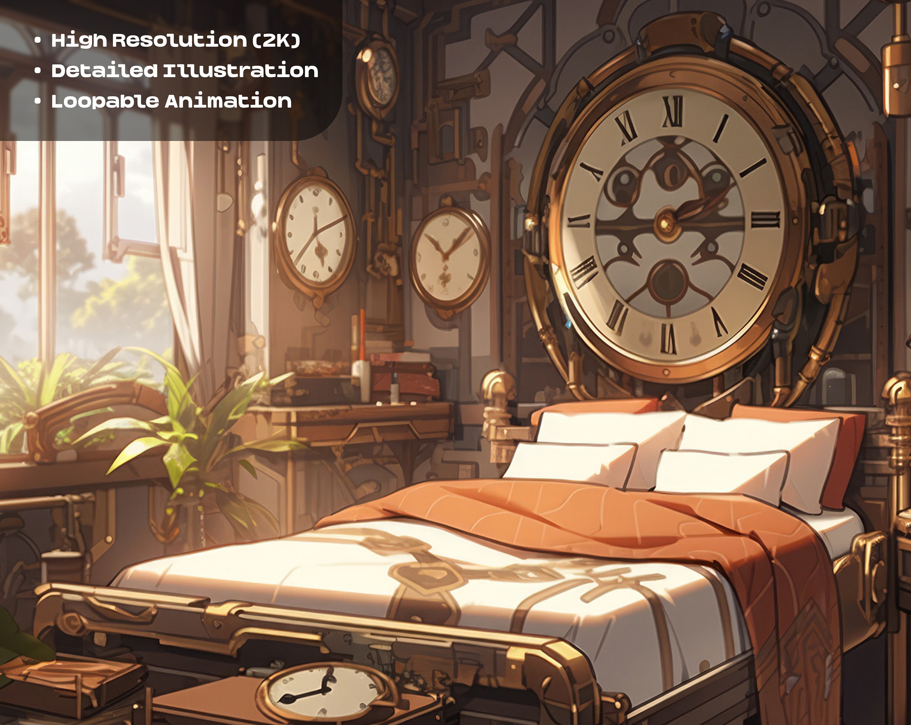 4 ANIMATED BACKGROUNDS | Steampunk Background | Steampunk Looped Vtuber ...