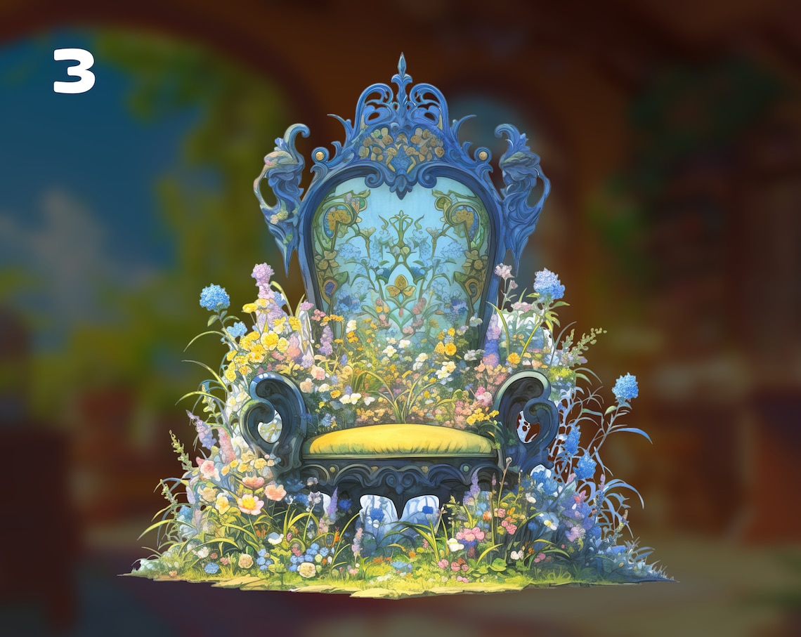 VTUBER Chair, Throne - 4 Spring, Flower, Natural Chairs, VTUBER Asset | High-quality PNG Files ...
