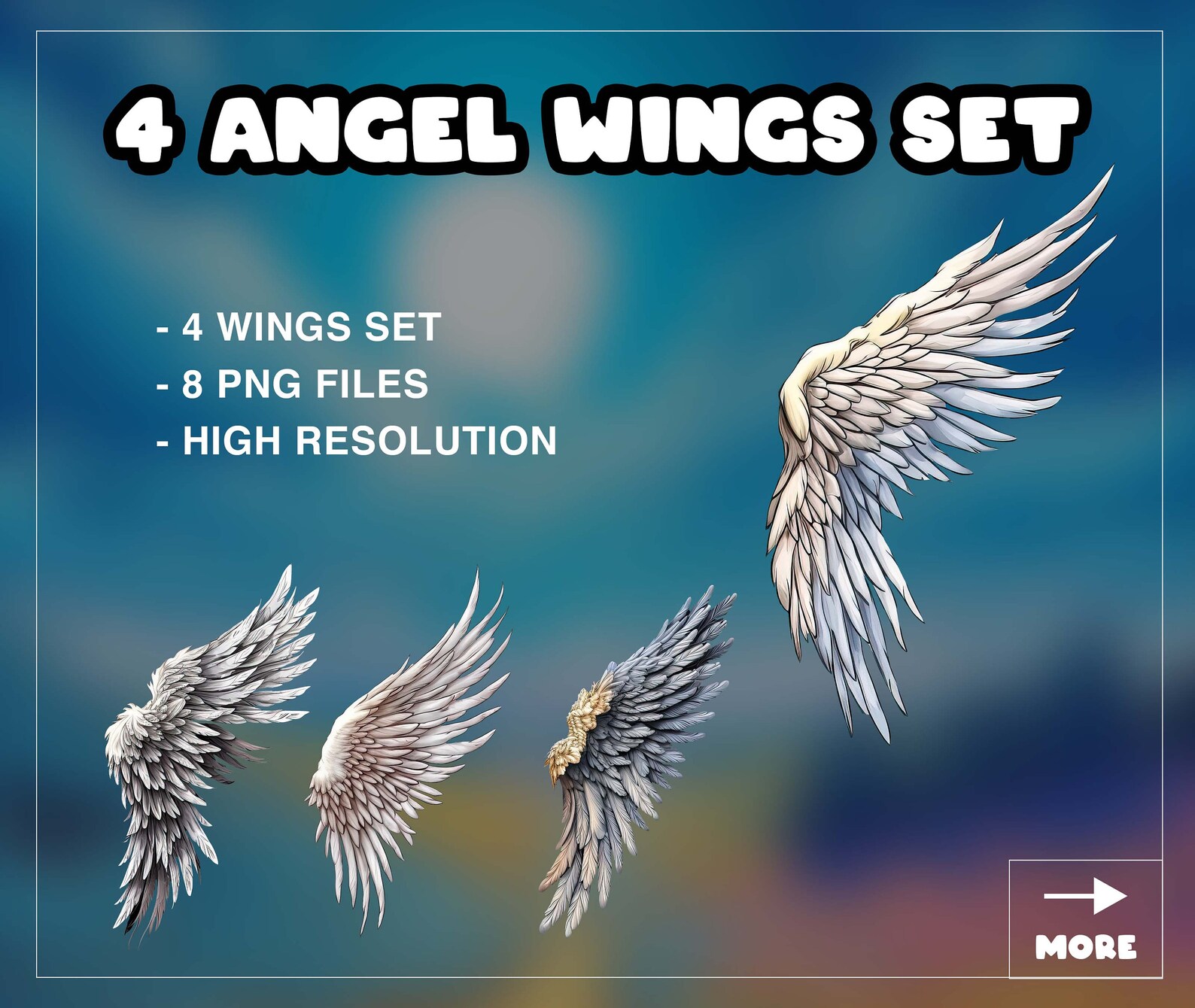 Vtuber Angel Wings Set, Heaven, God Wings, PNG Asset (digital Download ...