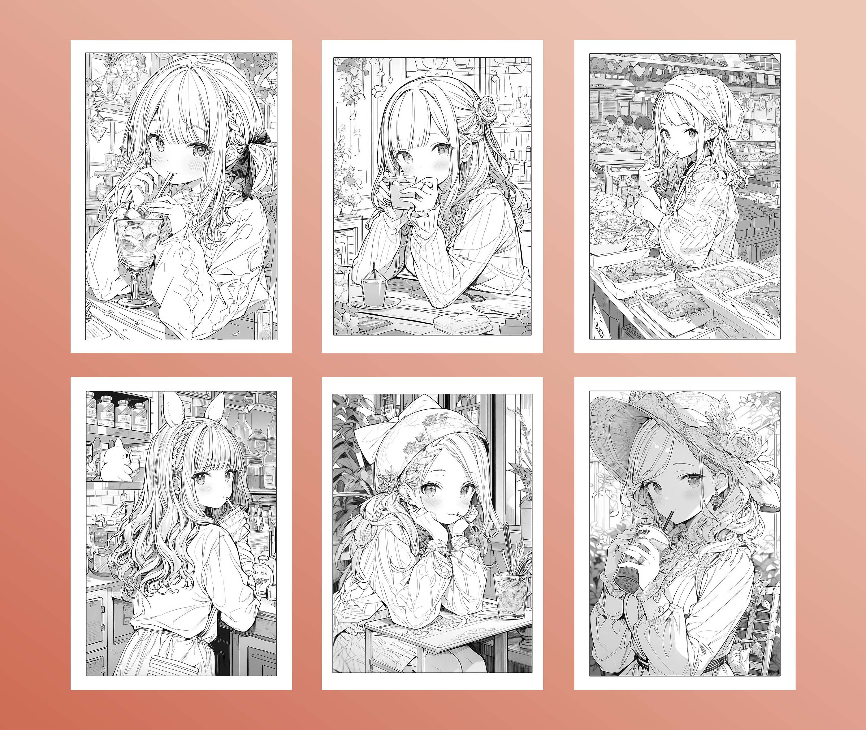 ANIME Coloring Book a Walk Around Tokyo Girls - Etsy