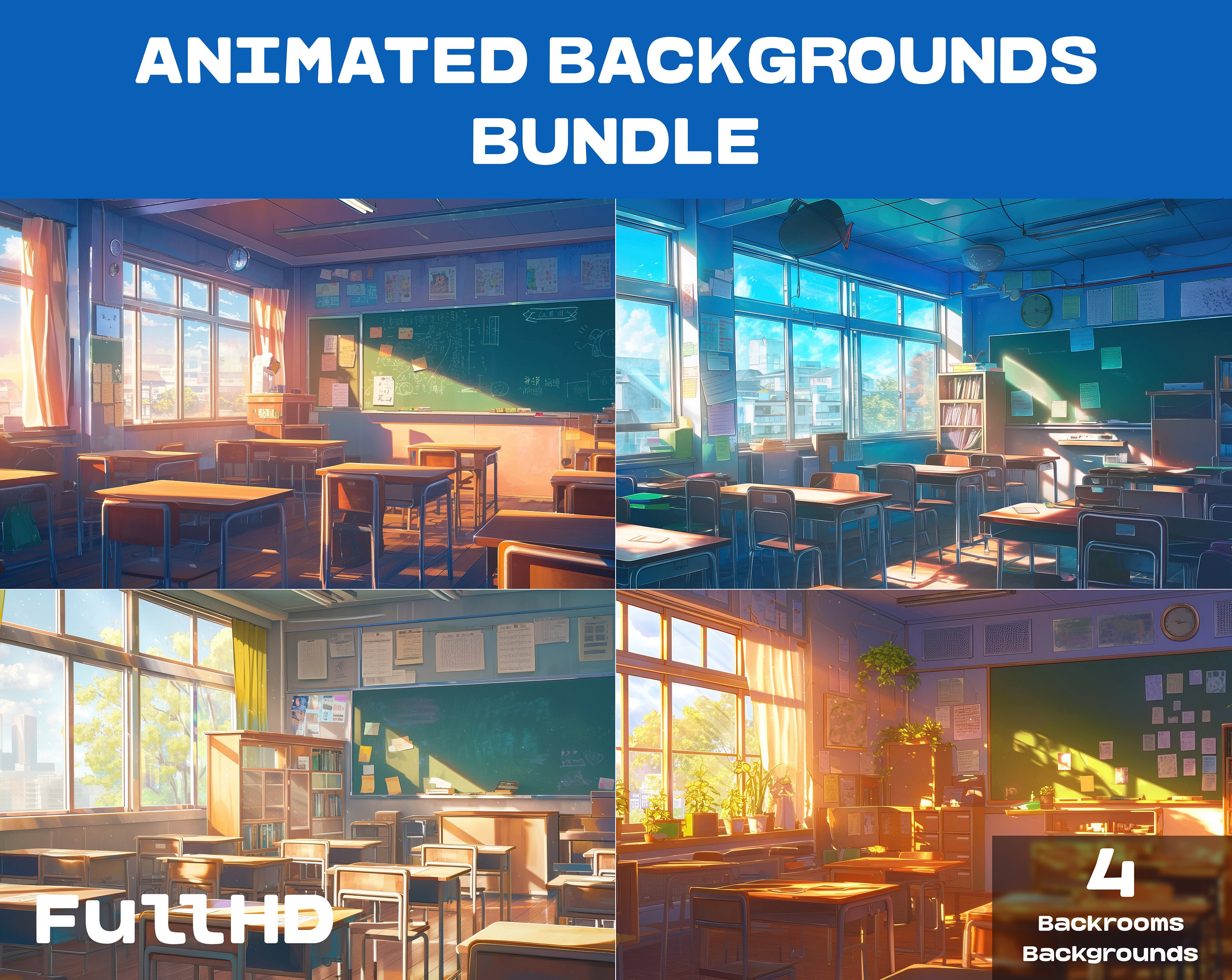 4 ANIMATED BACKGROUNDS | School Classroom Background | School Looped ...