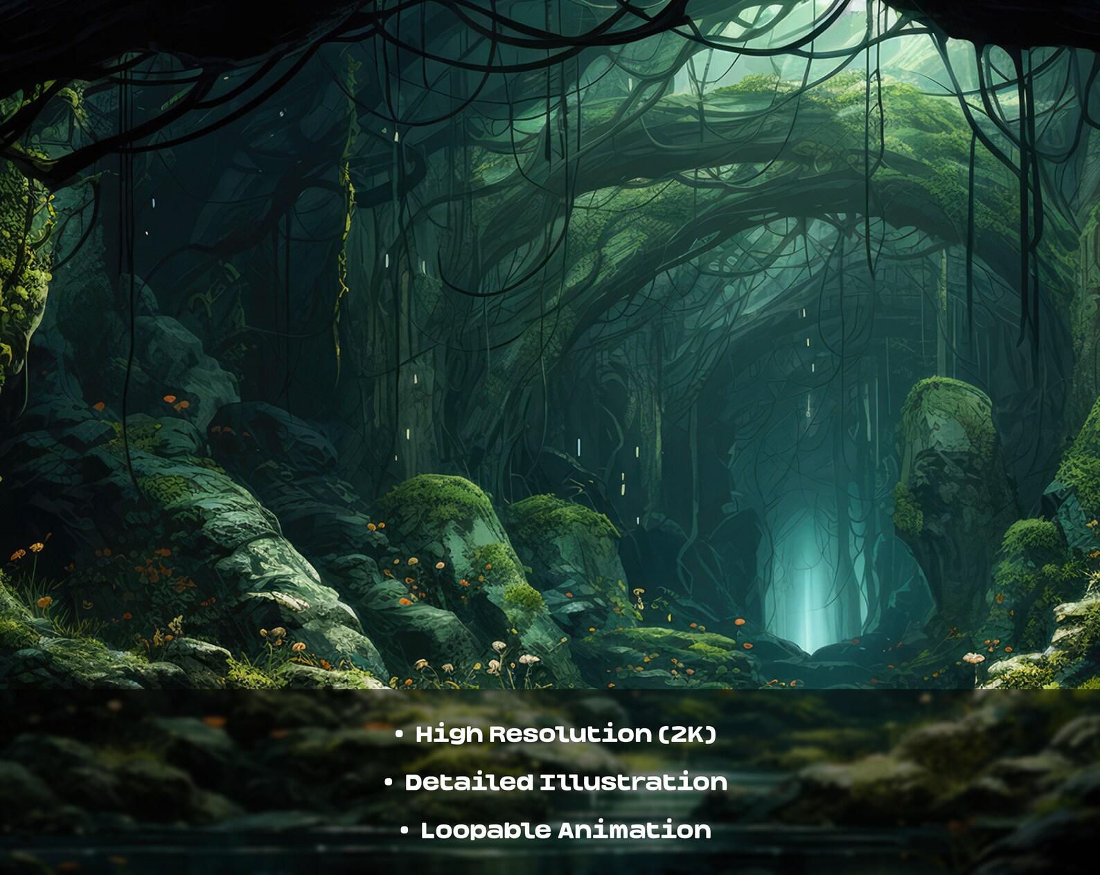 4 ANIMATED BACKGROUNDS | Cave Background | Forest Cave Looped Vtuber ...