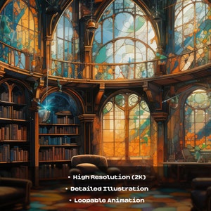 4 ANIMATED BACKGROUNDS | Fantasy Library Background | Library Looped ...