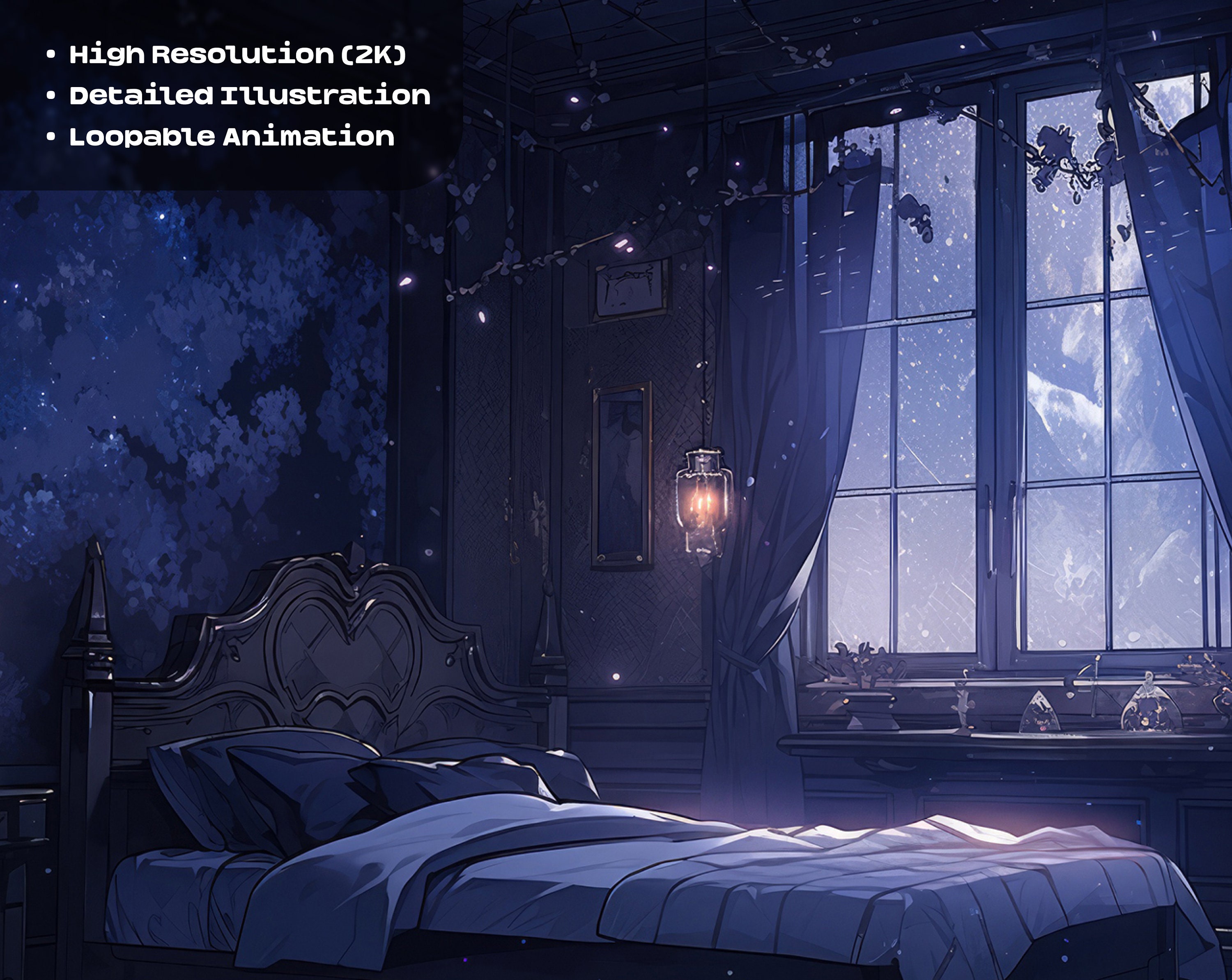 Animated Gothic Vampire Bedroom Backgrounds | Looped Vtuber Twitch ...