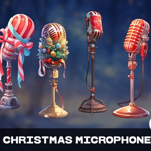 Vtuber Christmas Asset 4 Microphones on Stand Set, Instant Download ...