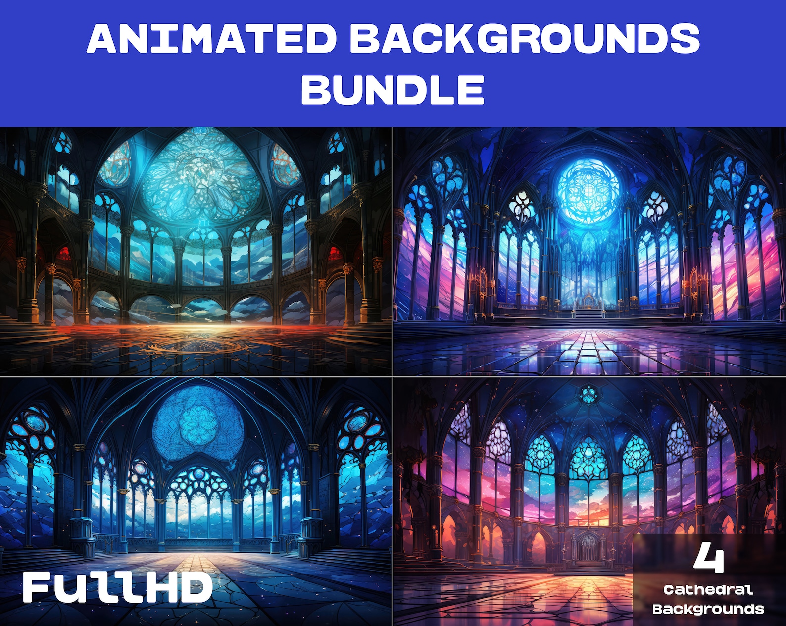 4 ANIMATED BACKGROUNDS | Gothic Cathedral Background | Gothic Looped ...