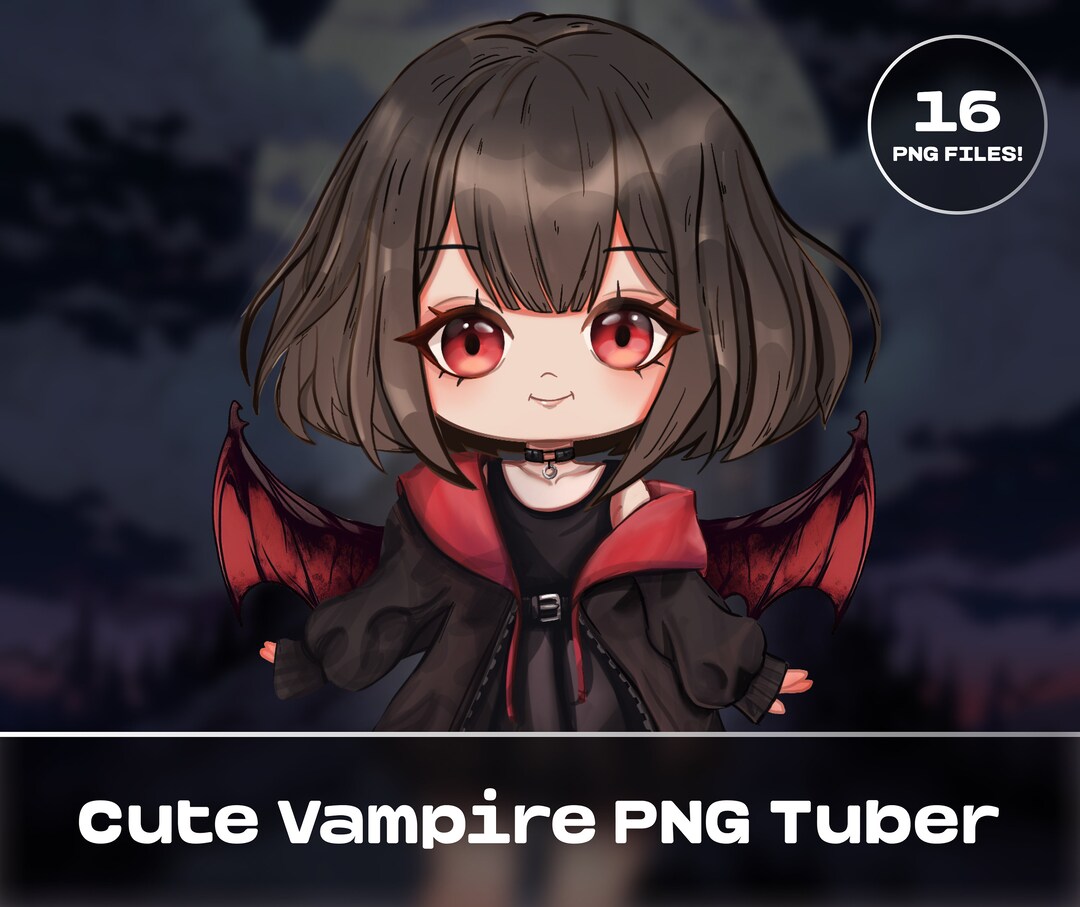 Chibi Vampire Girl Pngtuber | Cute Ready Vampire Avatar for Streaming ...