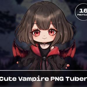 Chibi Vampire Girl Pngtuber | Cute Ready Vampire Avatar for Streaming ...