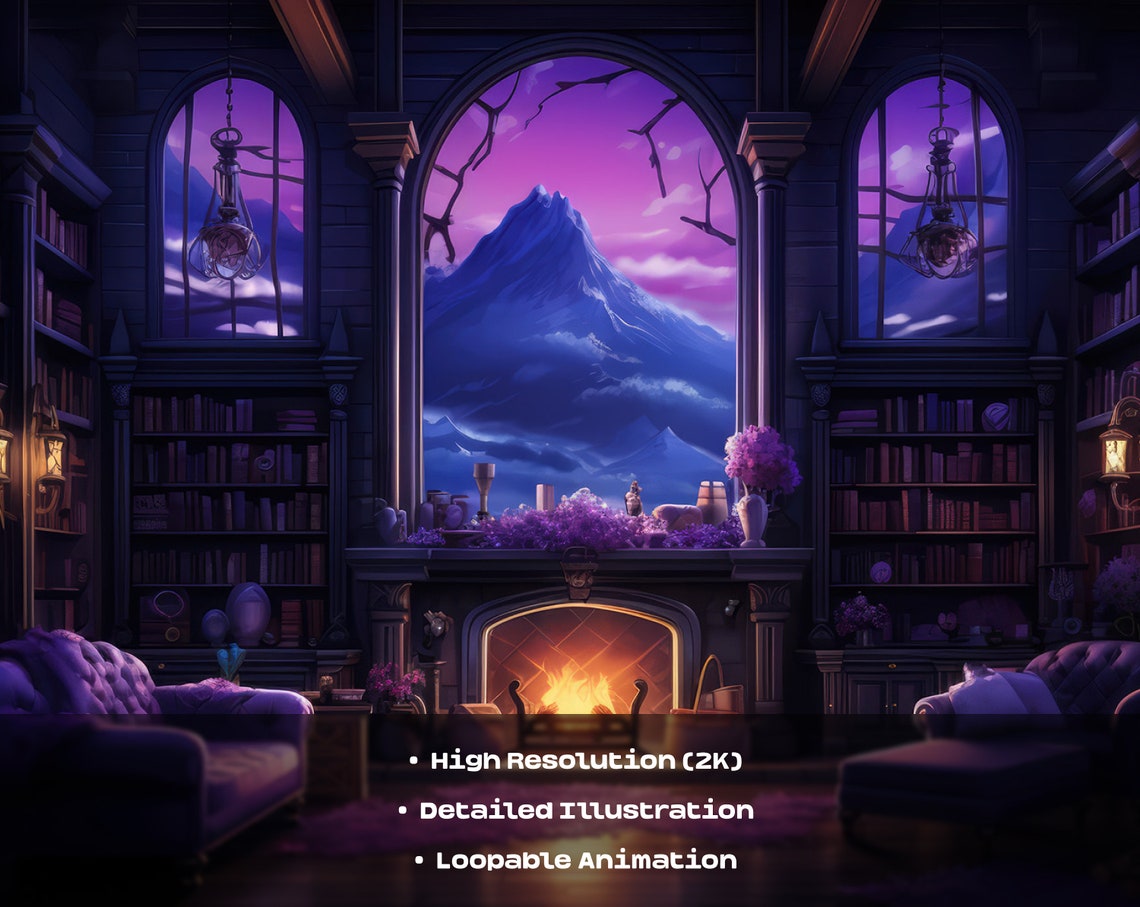 ANIMATED BACKGROUND Magic Room Background Lofi Looped Vtuber Twitch ...