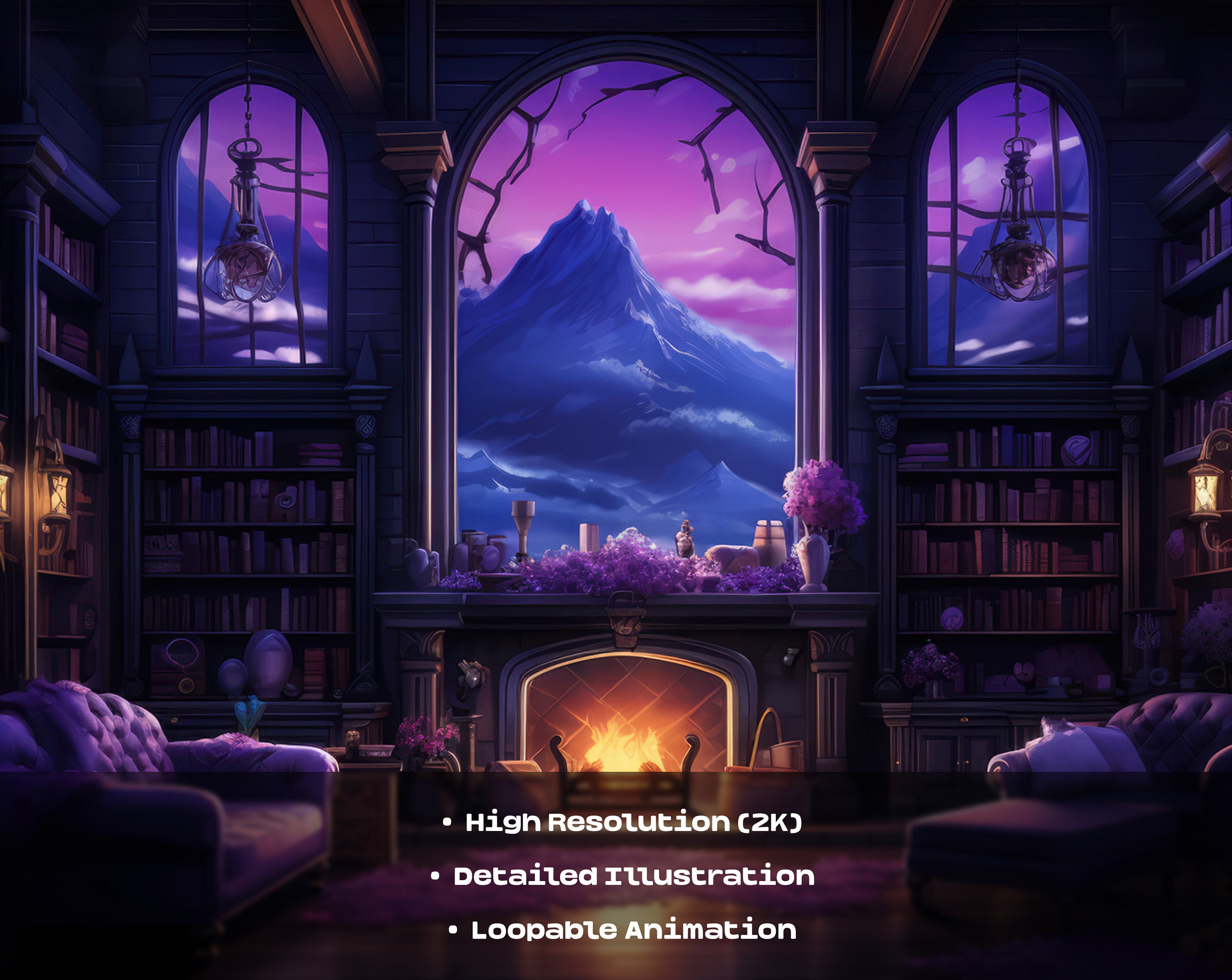 ANIMATED BACKGROUND | Magic Room Background | Lofi Looped Vtuber Twitch ...