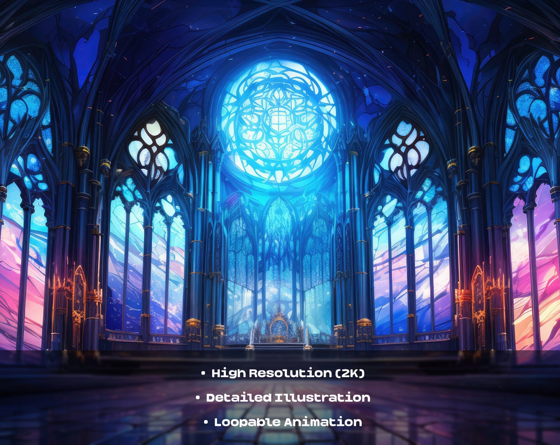 4 ANIMATED BACKGROUNDS Gothic Cathedral Background Gothic Looped Vtuber ...