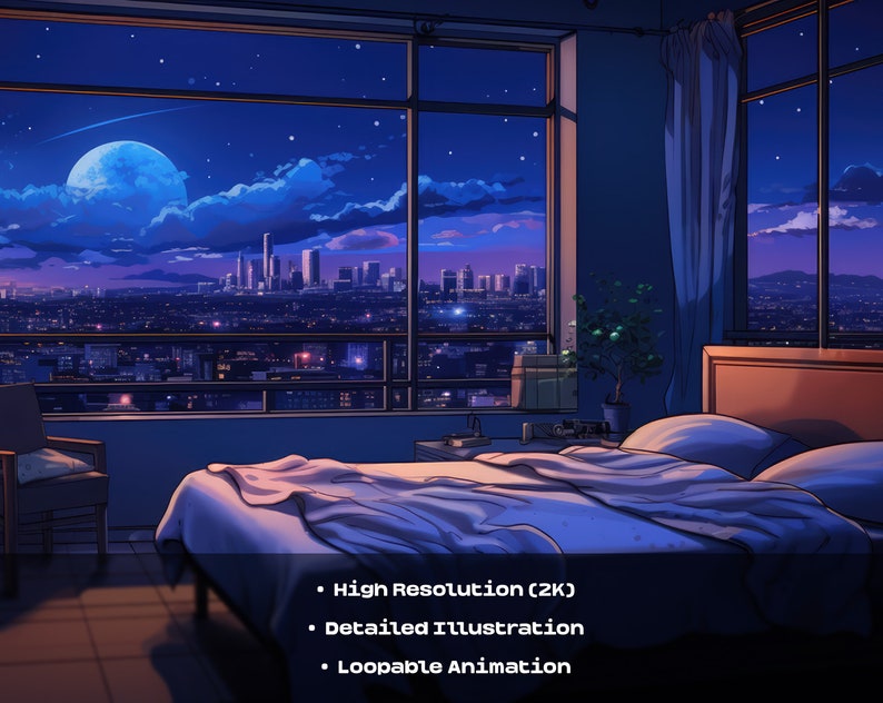 4 ANIMATED BACKGROUNDS Cozy Lofi Room Background Cozy Looped Vtuber ...