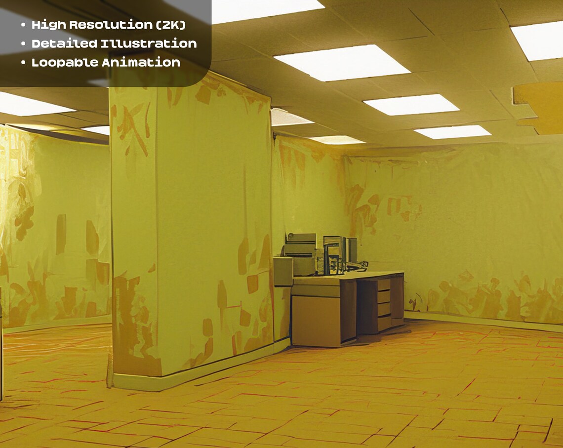 4 ANIMATED BACKGROUNDS Backrooms Office Background Office Looped Vtuber ...