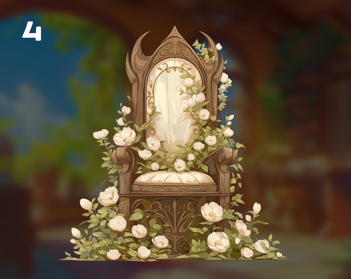 VTUBER Chair, Throne 4 Spring, Flower, Natural Chairs, VTUBER Asset ...