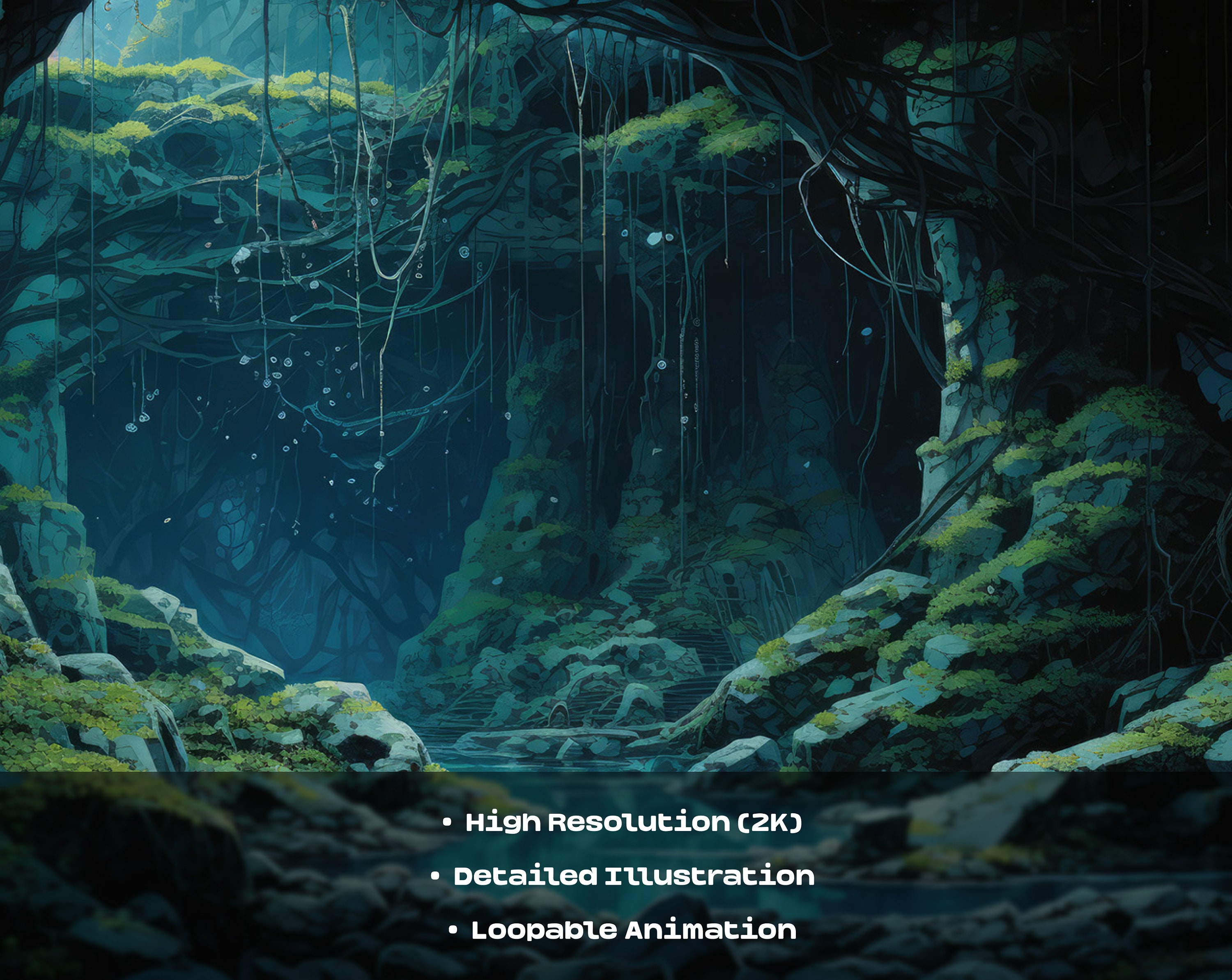 4 ANIMATED BACKGROUNDS | Cave Background | Forest Cave Looped Vtuber ...