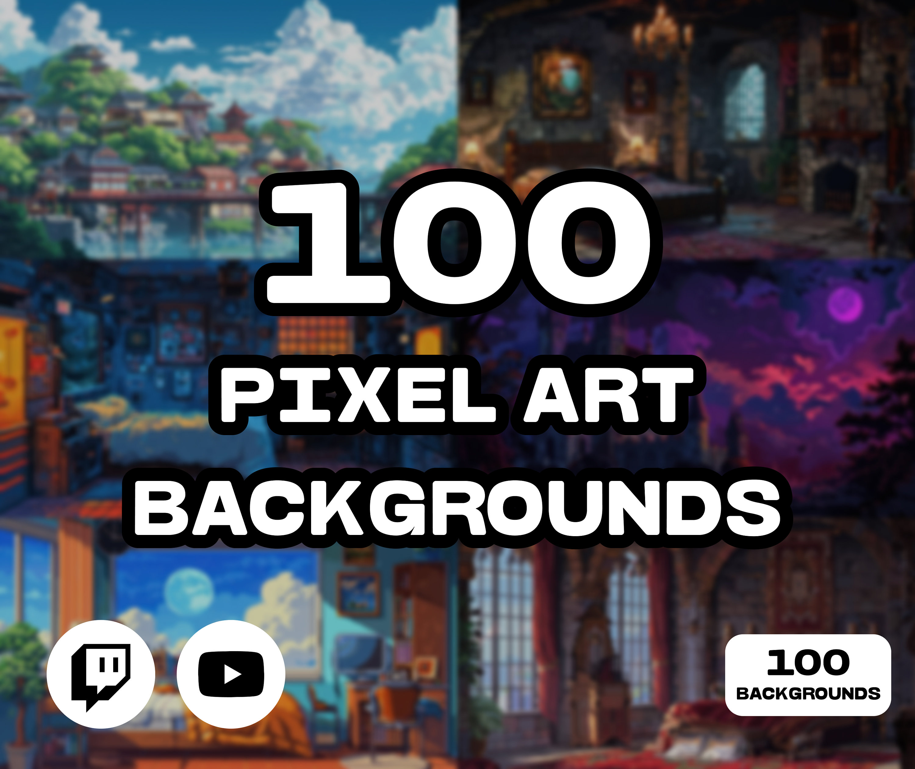 100 Pixel Art Backgrounds, Pixel Art Style, Stream Background, Virtual ...
