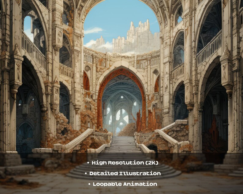 4 ANIMATED BACKGROUNDS Fantasy Castle Background Castle Looped Vtuber ...