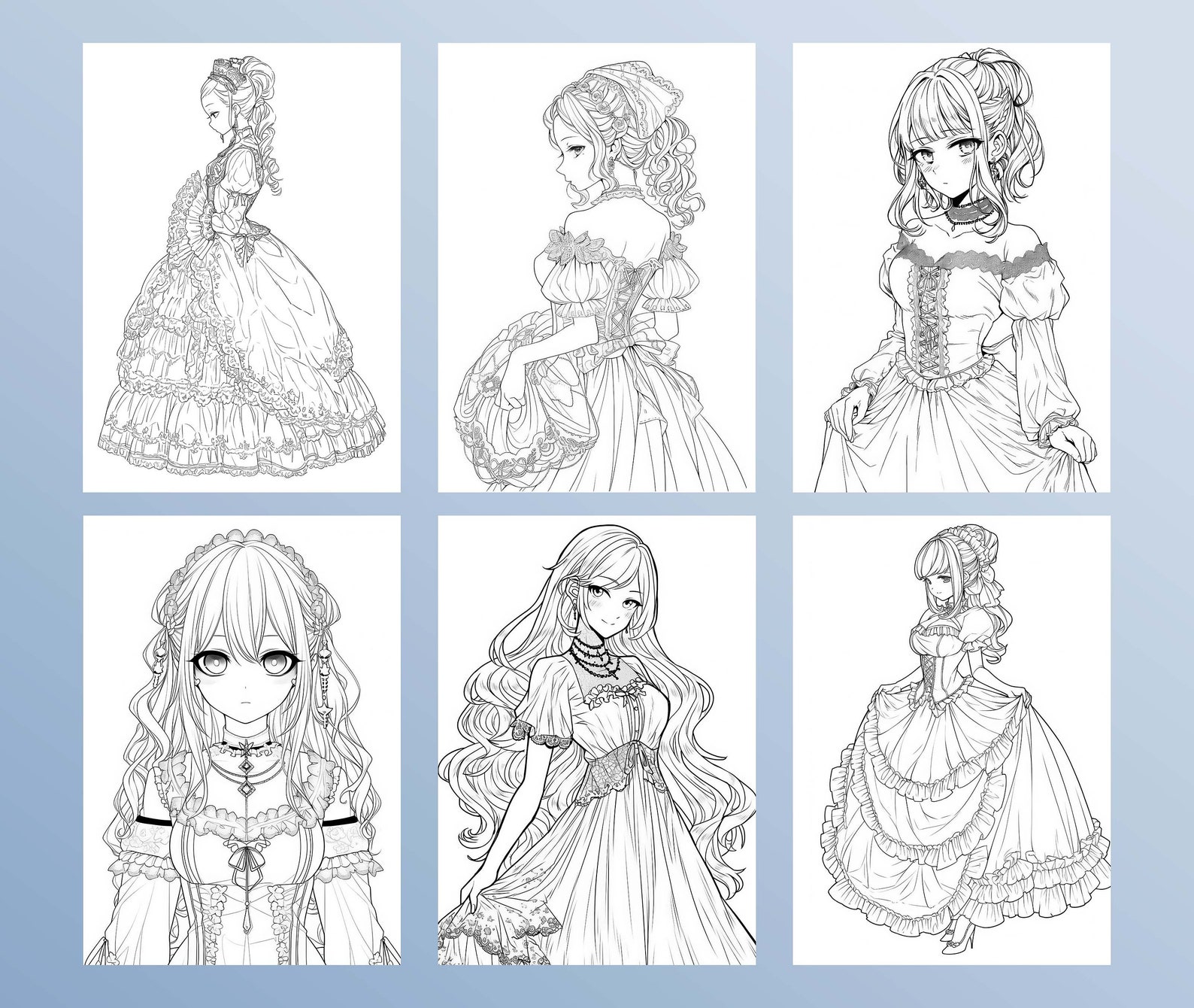 ANIME "princesses" Coloring Book of Girls, Ninjas, Ghibli, High Quality ...