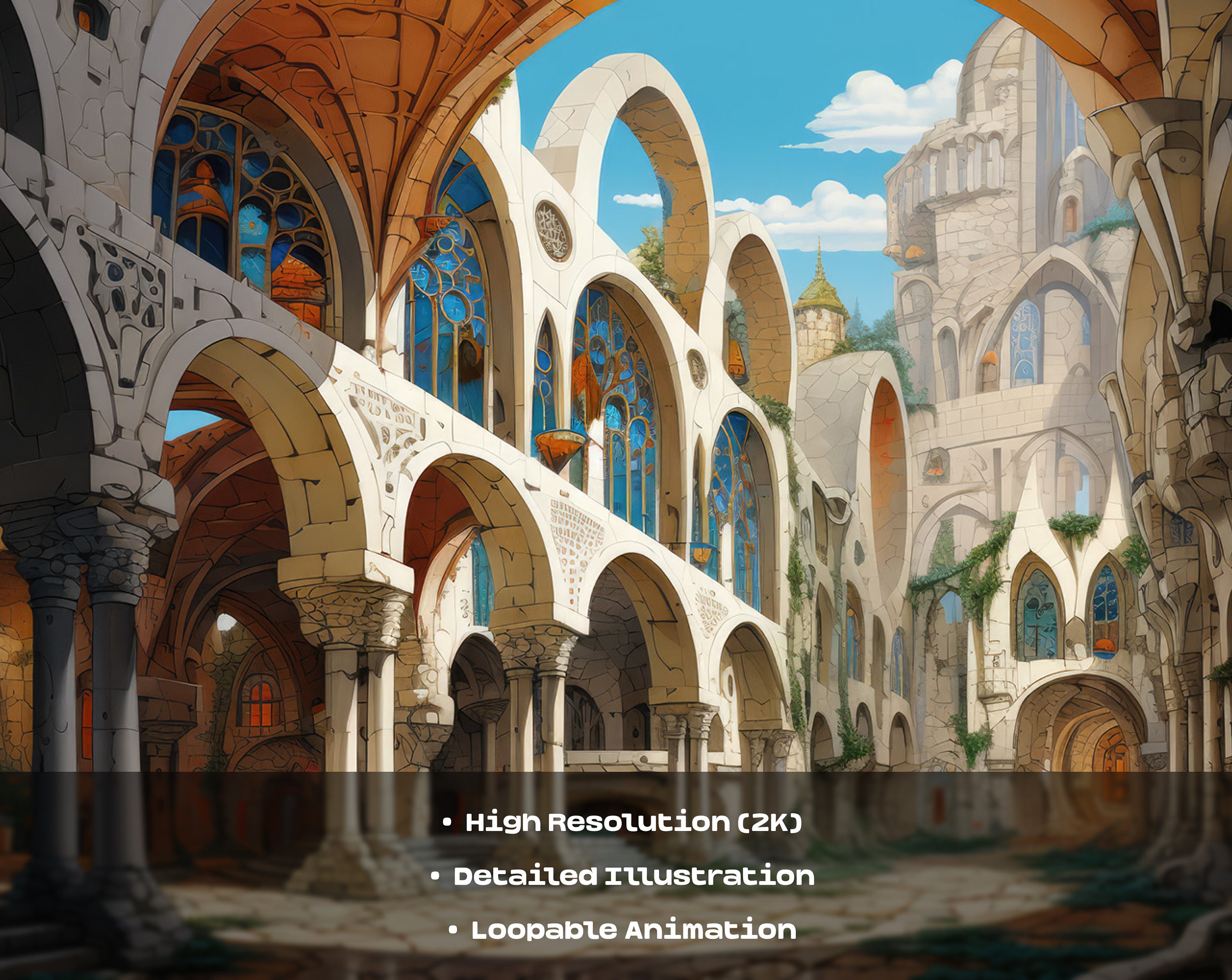 4 ANIMATED BACKGROUNDS Fantasy Castle Background Castle Looped Vtuber ...