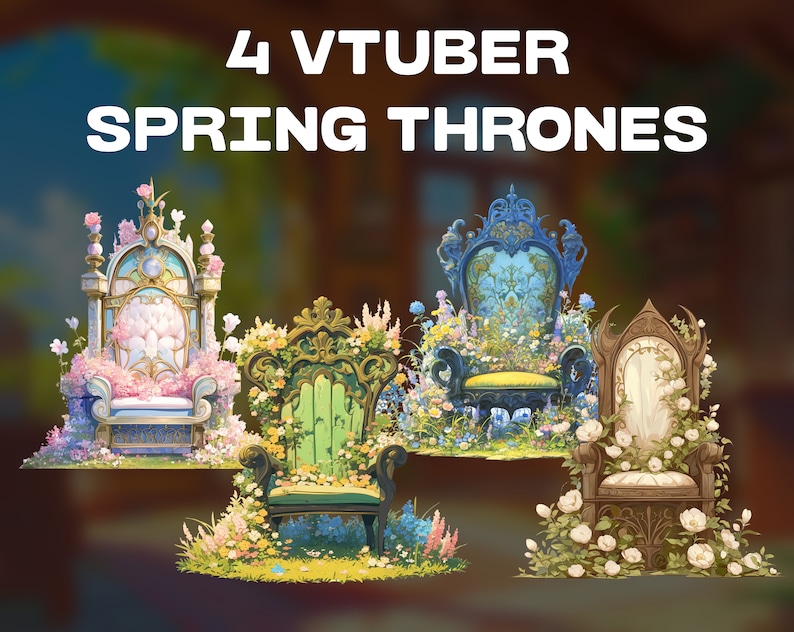 VTUBER Chair, Throne - 4 Spring, Flower, Natural Chairs, VTUBER Asset | High-quality PNG Files ...