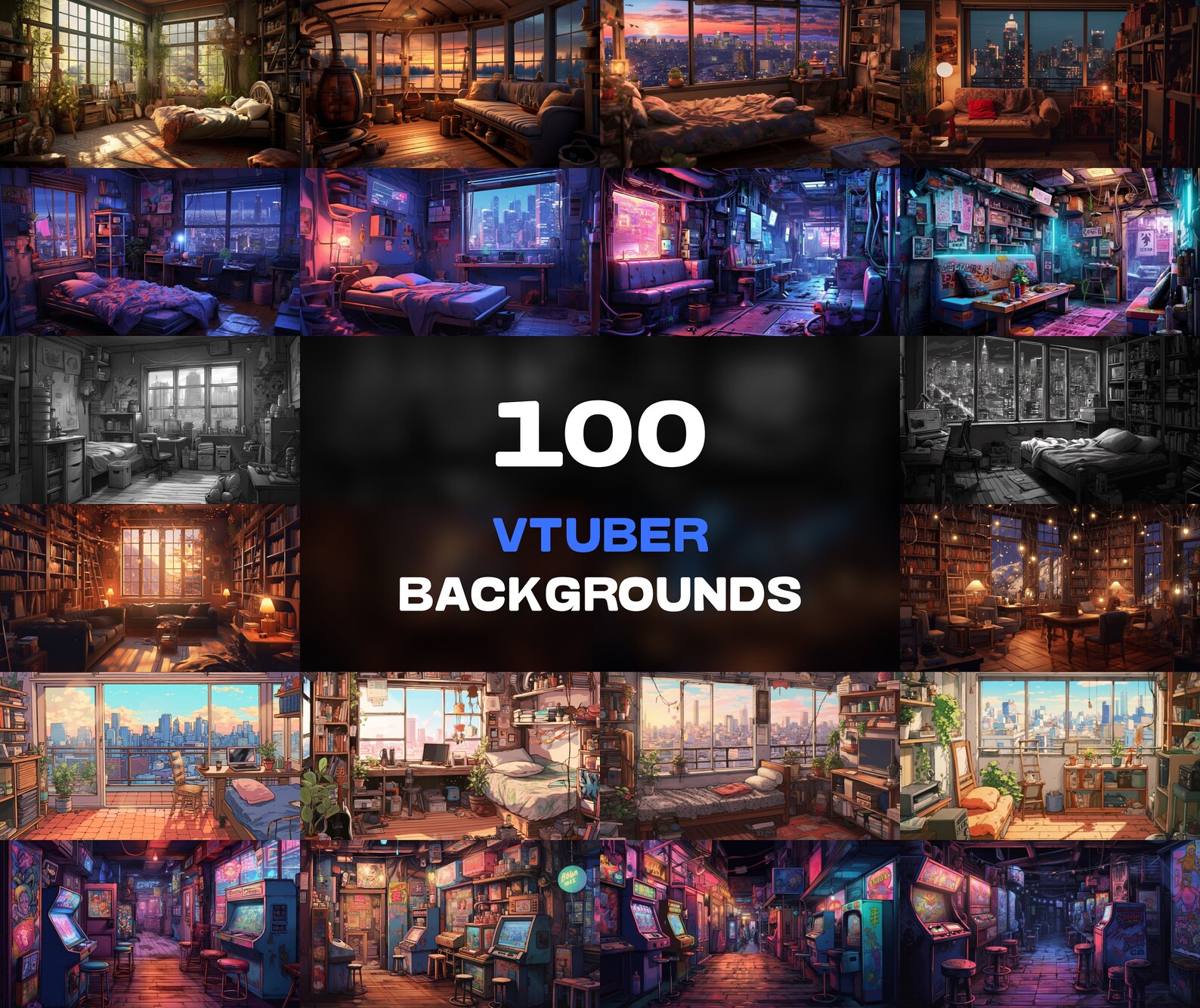 100 Vtuber Room Backgrounds, Cozy Anime Stream Scenes (digital Download ...