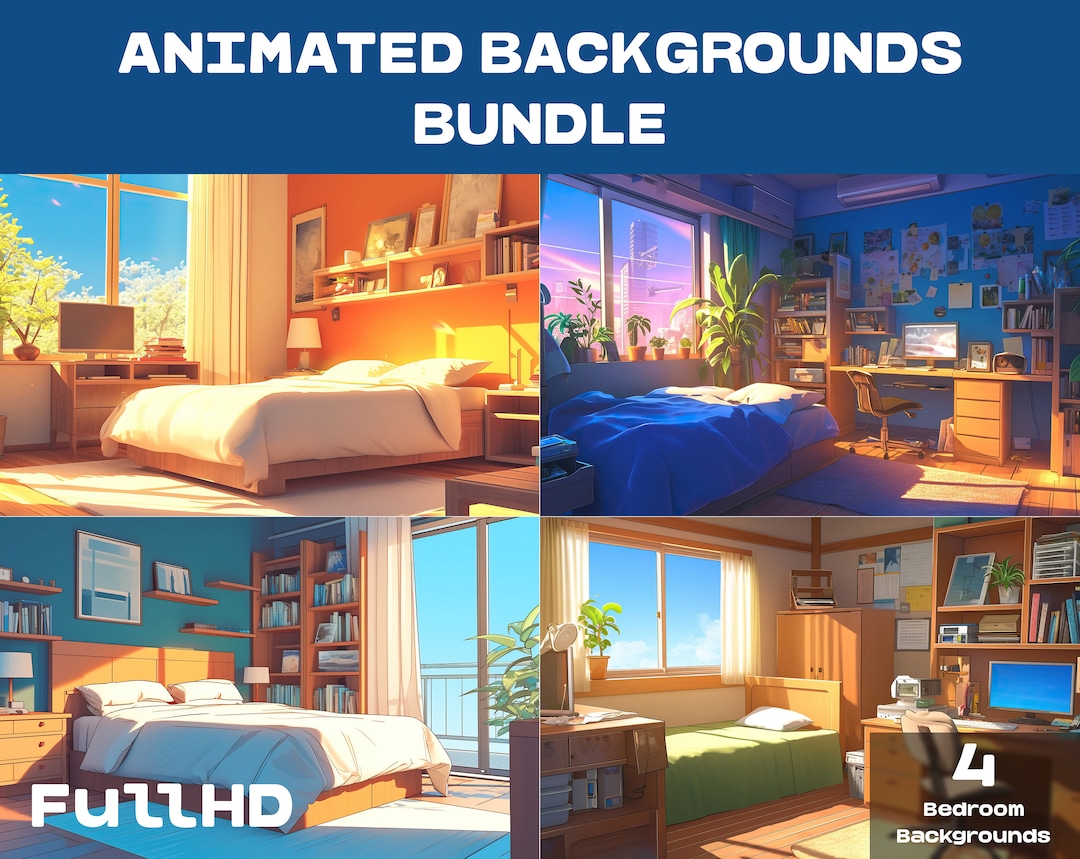 4 ANIMATED BACKGROUNDS | Modern Bedroom Background | Cozy Lofi Looped ...