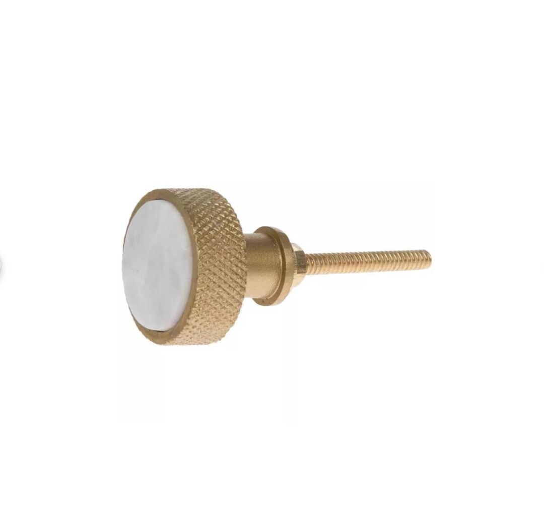 Marble and Brass Round Knurled Knob - Stone Knob - Drawer Knob - Two Tone Knob - Etsy