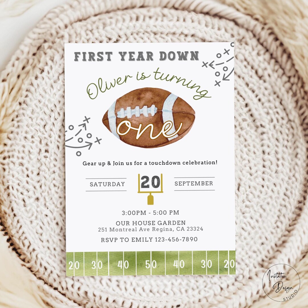 1st Year Down Birthday Invitation First Year Down Invitation First Down ...