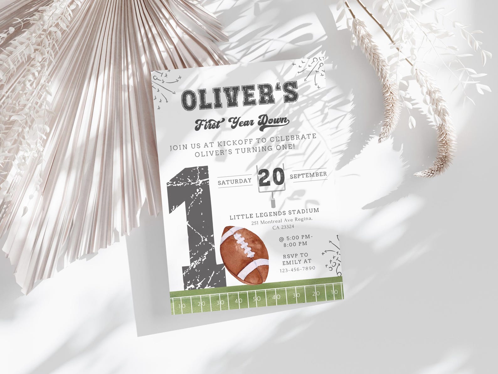 First Year Down Birthday Invitation First Down Birthday Invitation ...