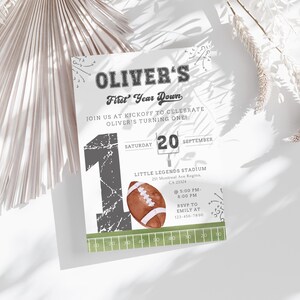 First Year Down Birthday Invitation First Down Birthday Invitation ...
