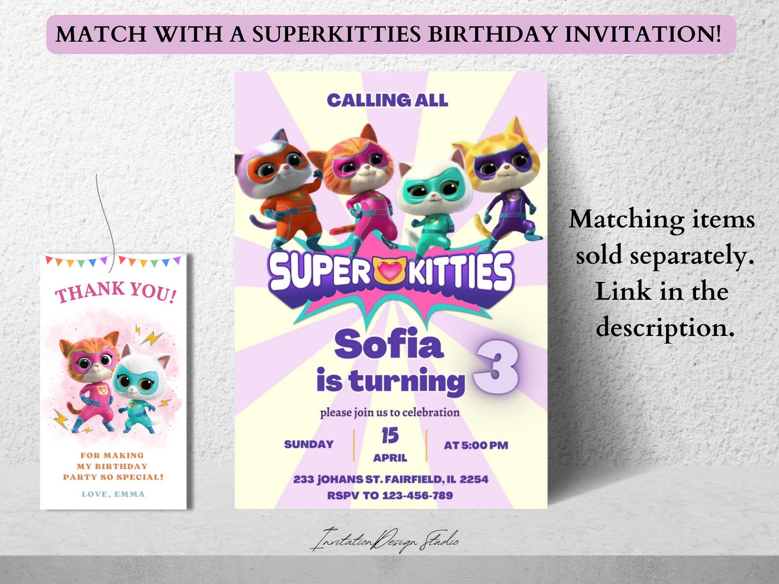 Editable Super Kitty Thank You Tag Kitties Birthday Thank You Tag ...