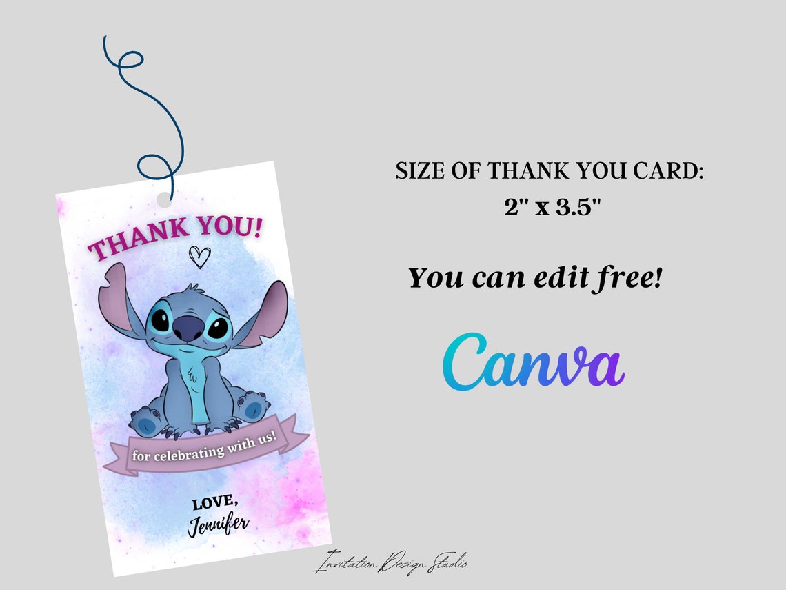 Stitch Thank You Tag Lilo Stitch Party Lilo Stitch Birthday Etsy