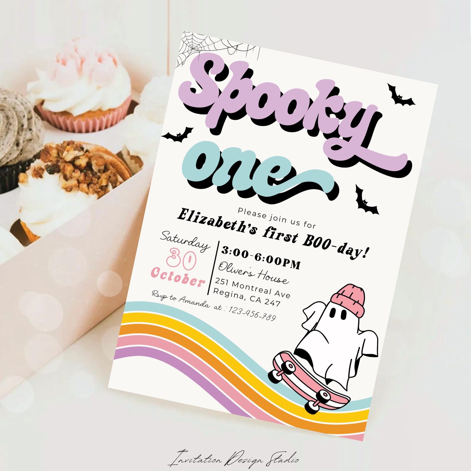 Spooky One Birthday Party Girl Invitation Halloween Girl Birthday 1st ...