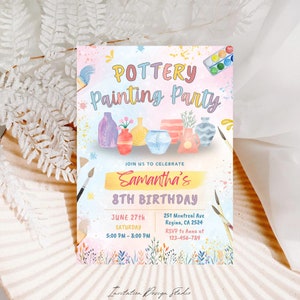 Pottery Painting Birthday Invitation Painting Theme Birthday Invitation ...