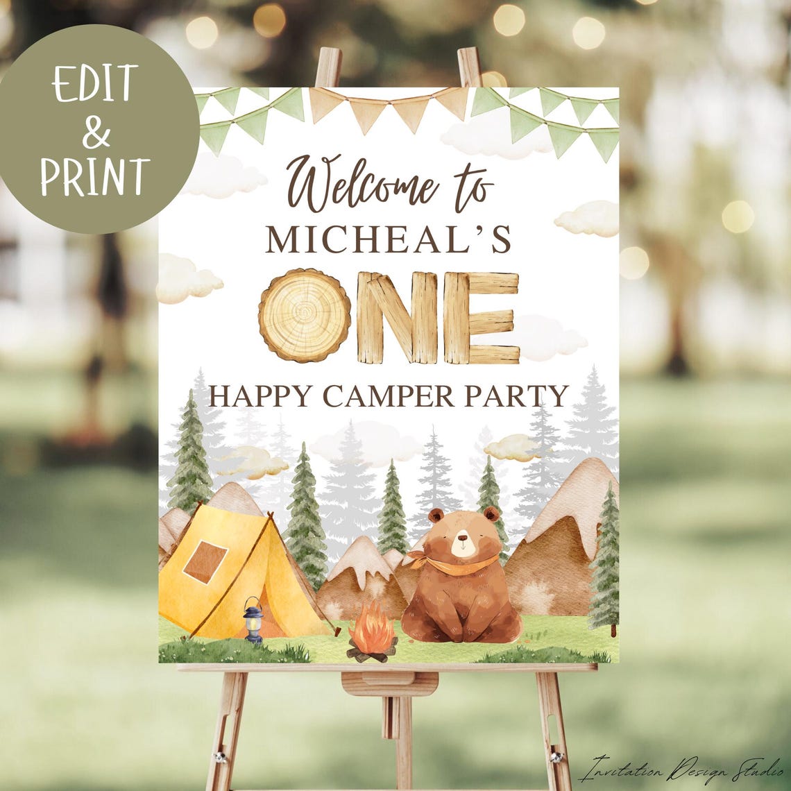 One Happy Camper Welcome Sign 1st Birthday Happy Camper Welcome Sign ...