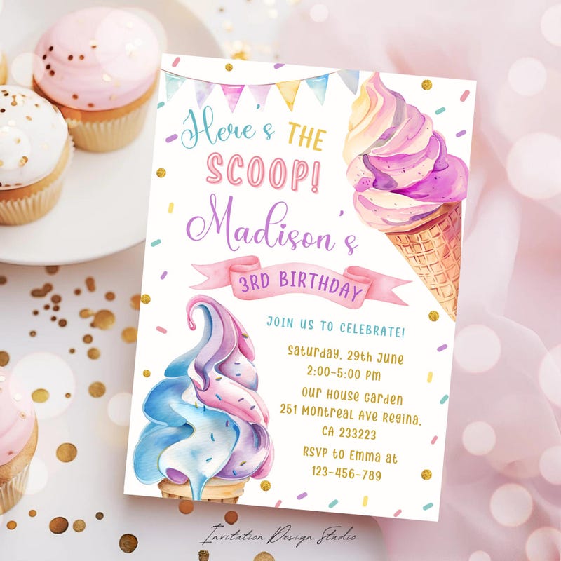 Ice Cream Invitation - Etsy