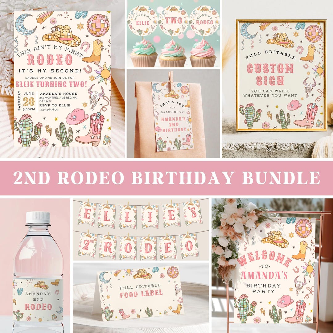 My Second Rodeo Birthday Bundle Wild West Birthday Bundle Girl Rodeo ...