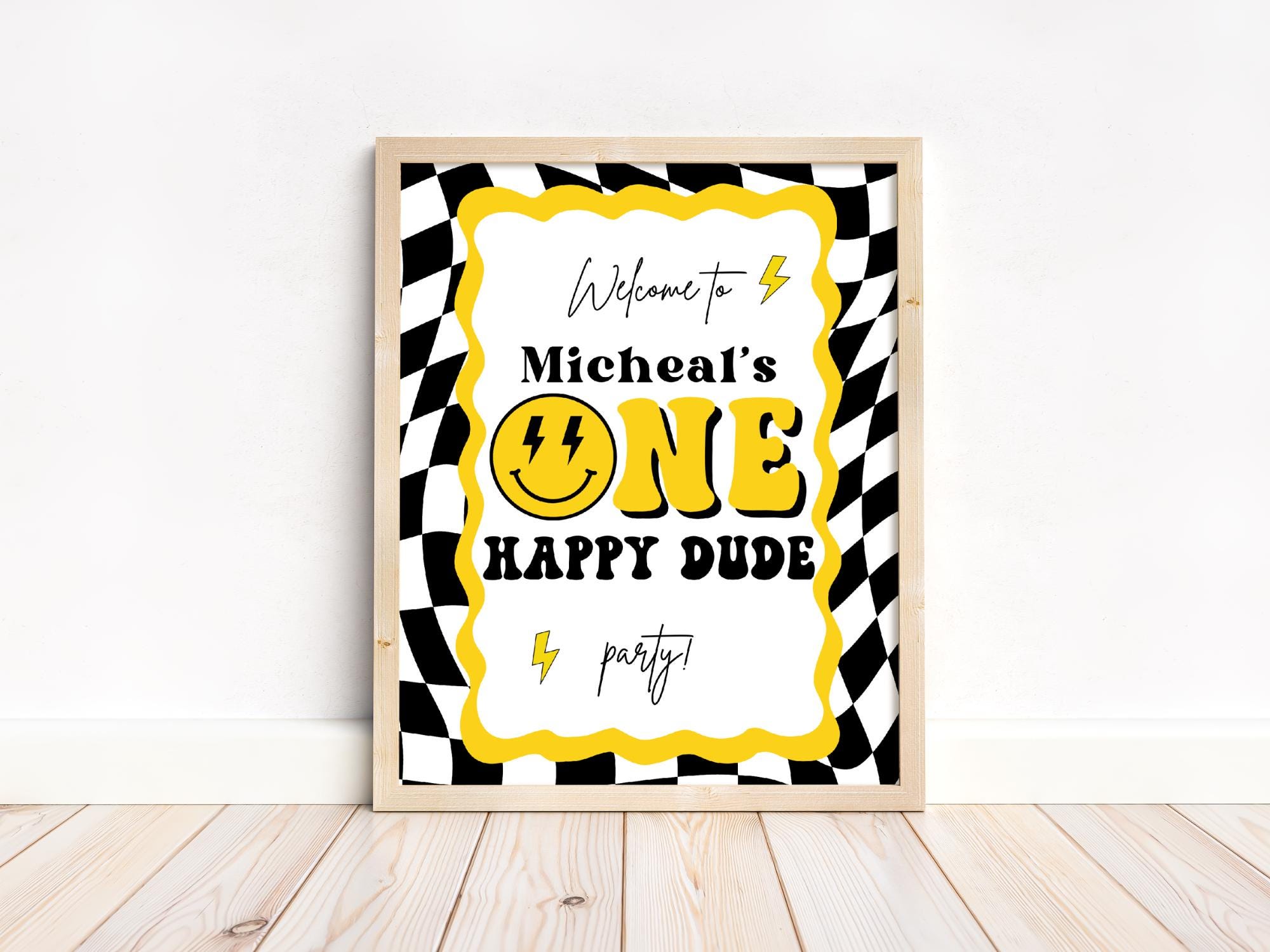 One Happy Dude Welcome Sign Lightning Bolt Smile Welcome Sign Smiley ...