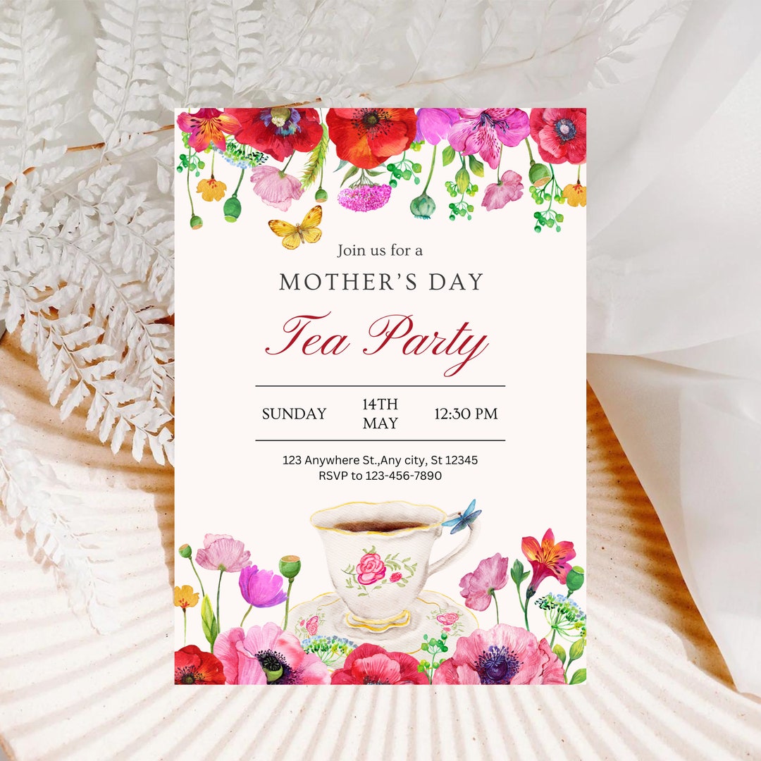 Editable Mother's Day Tea Party Invitation Ladies Tea Party Invite ...
