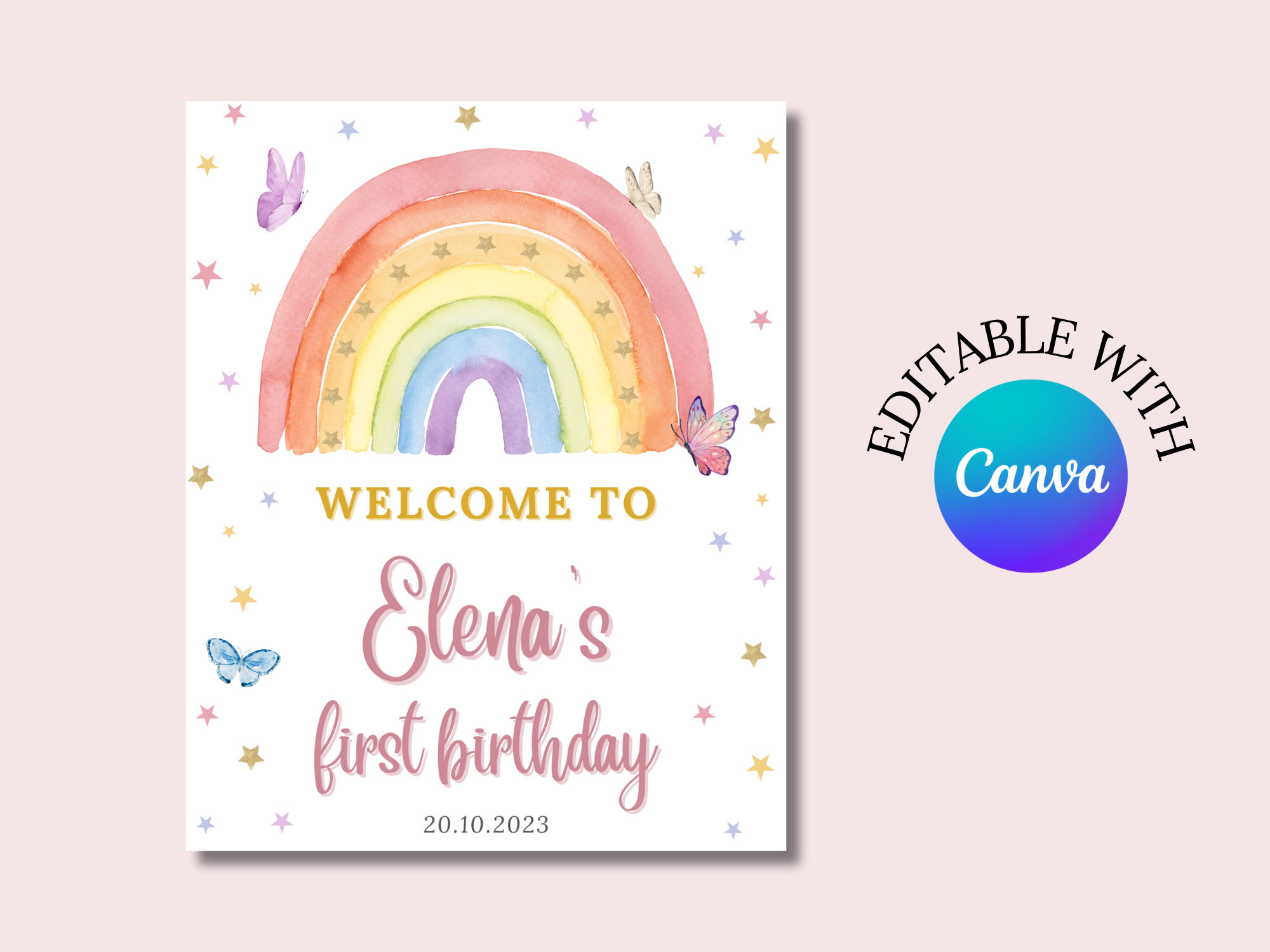 Rainbow Welcome Sign Editable Pastel Rainbow Welcome Sign Editable Boho ...