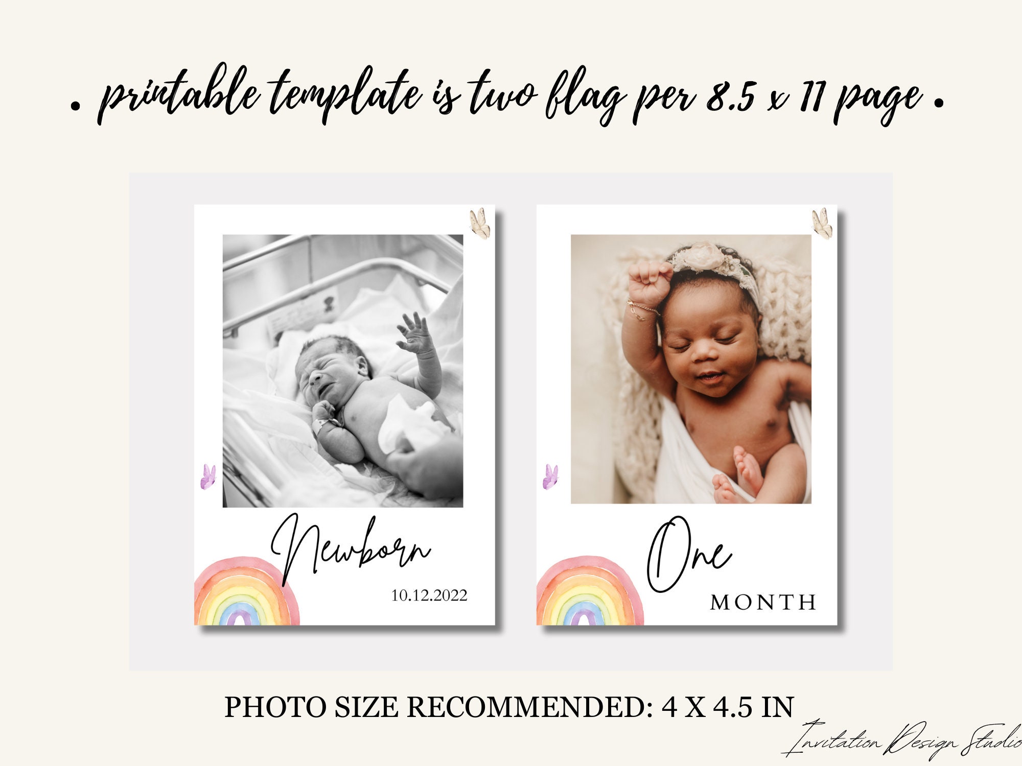Editable Pastel Rainbow Monthly Photo Banner Customizable - Etsy