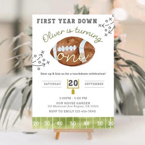 1st Year Down Birthday Invitation First Year Down Invitation First Down ...