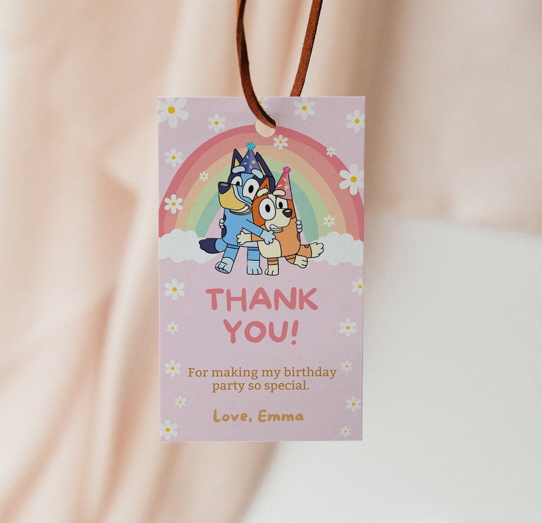 Bluey Birthday Thank You Tag Bluey and Bingo Thank You Tag - Etsy UK