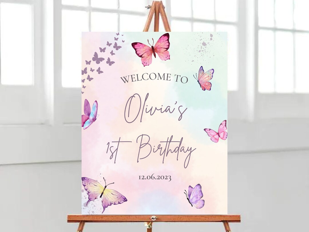 Butterfly 1st Welcome Sign Butterfly Welcome Event Sign 1st Welcome ...