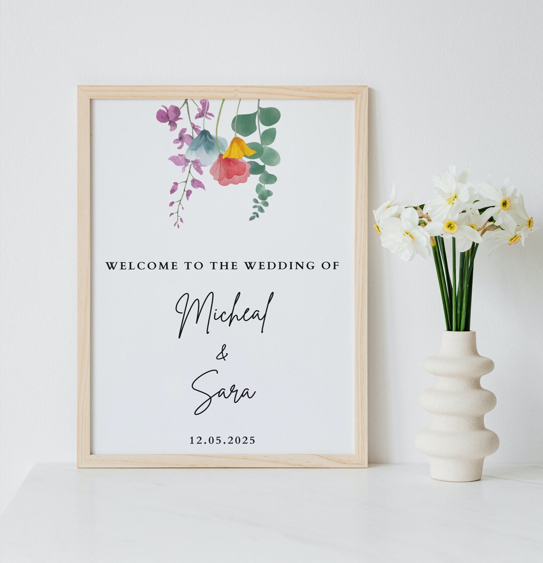 Flower Wedding Sign Flower Welcome Sign Wildflower Sign Wildflower ...
