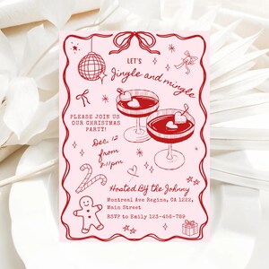 Editable Jingle Mingle Holiday Party Invite Whimsical Hand Drawn ...